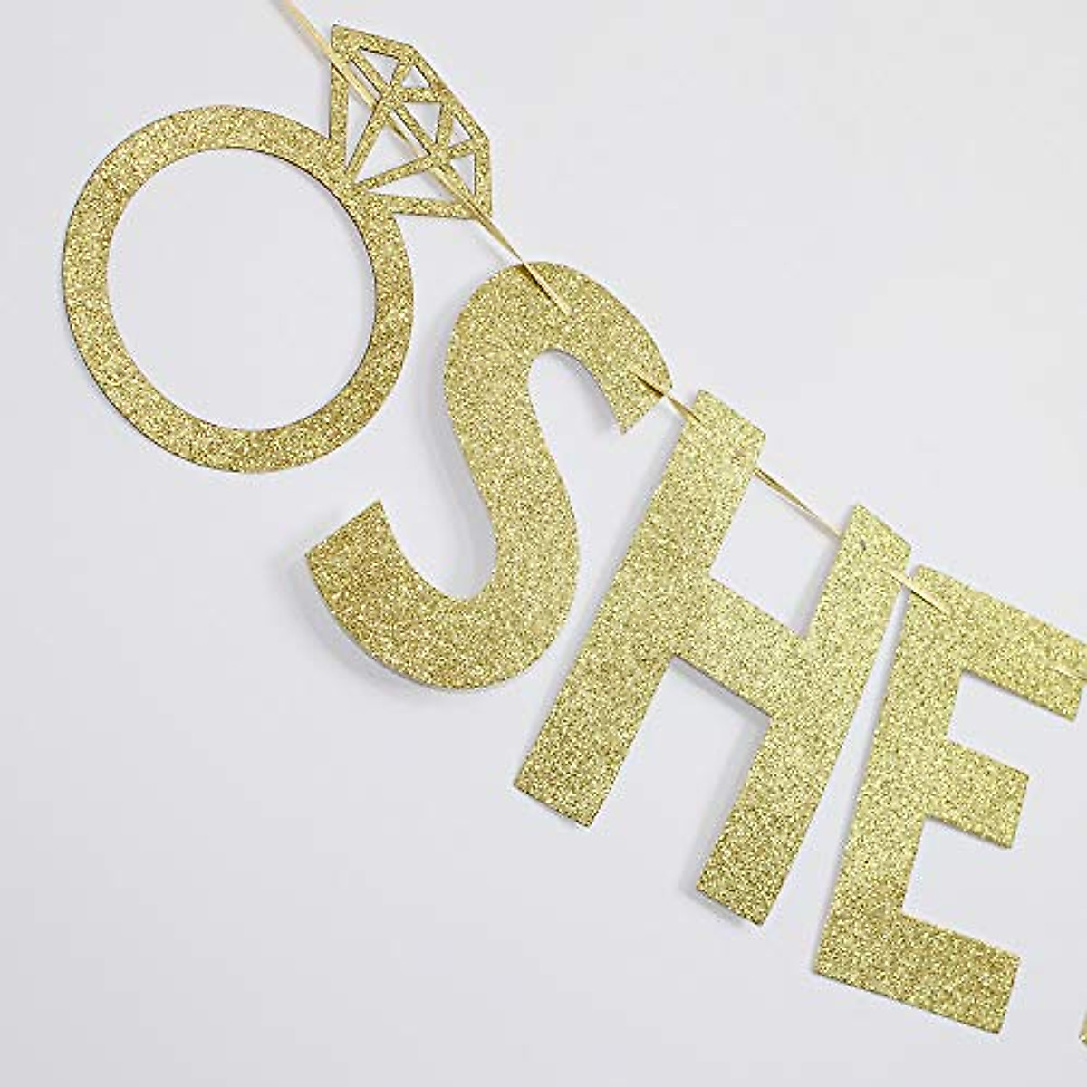 She Said Yaaas Banner, Gold Glitter Sign Garland for Wedding Party, Bridal Shower Party Decors, Bachelorette Engagement Party Supplies