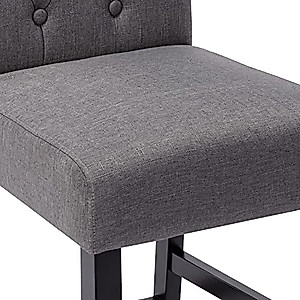 LSSPAID Bar Stools Set of 2, 24 inch Fabric Counter Height Bar Stools, Kitchen Island Wood Bar Chairs, Solid Wood Legs Barstools, Grey