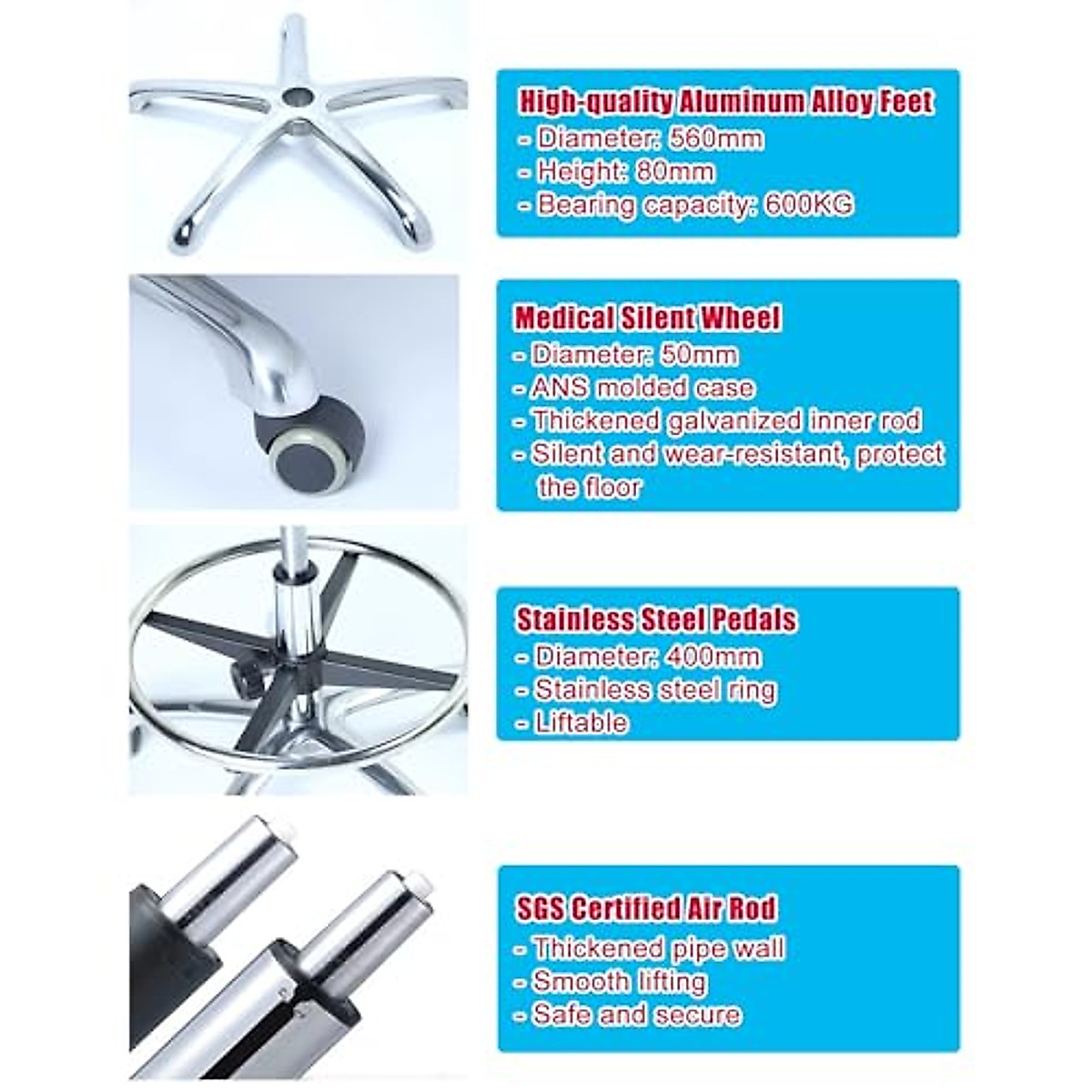 Generic Ergonomic Saddle Chair with Back Support, Split Seat Dental Rolling Stool for Medical Office and Home Use - Two Tilting Options Available