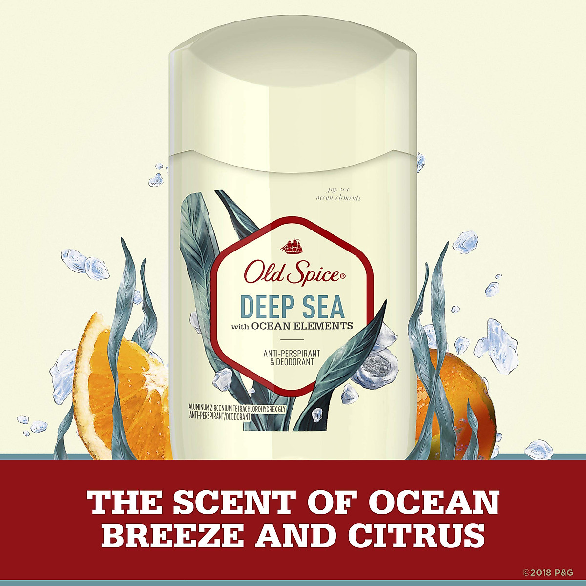 Old Spice Invisible Solid Antiperspirant Deodorant for Men, Deep Sea with Ocean Elements Scent, 2.6 Fluid Ounce (Pack of 12)