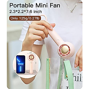 Cousper Handheld Portable Mini Fan with USB Rechargeable, 2 Speed Adjustable Strong Wind Cooling Fan, Lightweight and Powerful Makeup Personal Pocket Fan for Travel Office Home Indoor Outdoor Pink