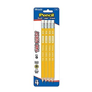 BAZIC #2 The First Jumbo Premium Yellow Pencil (4/pack)