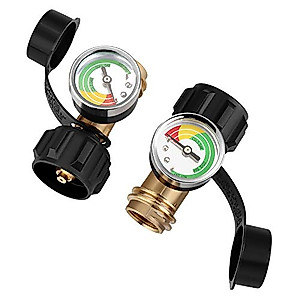 WADEO Upgraded Propane Tank Gauge Level Indicator, LP Tank Gauge for 5-40 lb Propane Tank with QCC1 Connection, Suitable for Cylinder, BBQ Gas Grill, RV Camper, Heater, 2 Pack