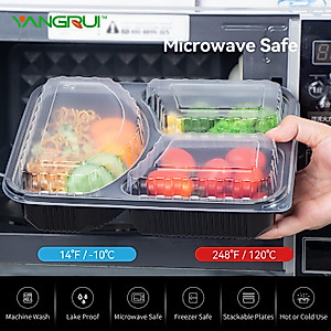 YANGRUI To Go Containers, 40 Pack (40 Trays + 40 Lids) 38oz BPA Free Reusable Take Out Box Shrink Wrap Machine Washable Meal Prep Container