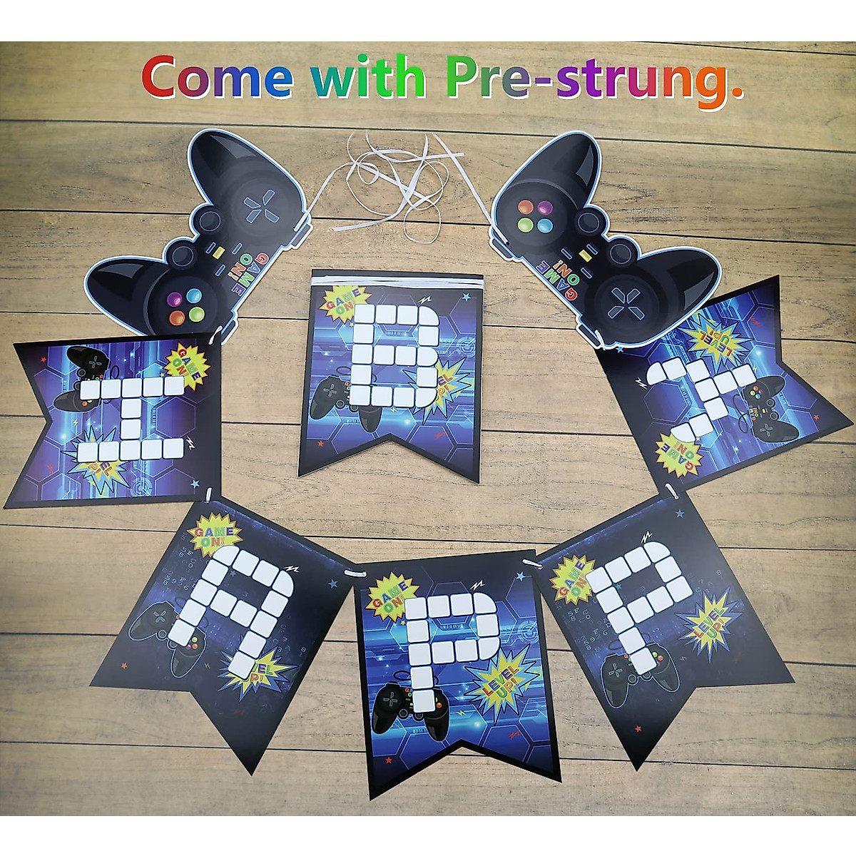 Video Game Party Decorations - 7th Birthday Decorations for Boys, HAPPY BIRTHDAY Banner, Video Game Balloons, Number 7 Blue Balloons, Gaming Hanging Swirls, Game On Birthday Party Supplies