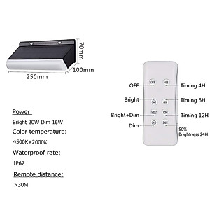 GSYFDZSWZX Fengyan Landscape Lights 2pcs/lot LED Outdoors Solar Light with Remote Control Double Light Effect Solar Lamp for Garden Home Solar LED Wall Lamp LED Street Lamp (Color : Black)