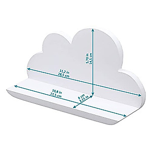 lieomo White Wooden Cloud Shelf Handmade for a Children’s Nursery Floating Shelf Design Shelving Baby Bedroom Decor Cloud Shelves Kids Room Wall Decor