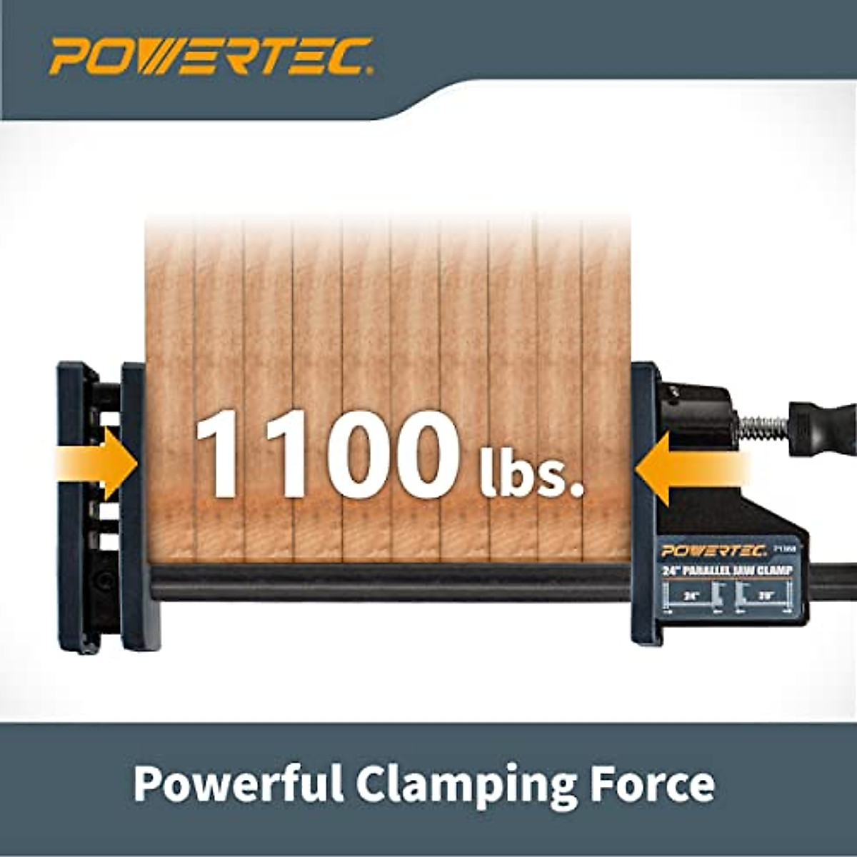 POWERTEC 71368 24-Inch Parallel Clamps for Woodworking | 90 Degree Heavy Duty Steel Bar Jaw Clamp Spreader Tool | 2PK