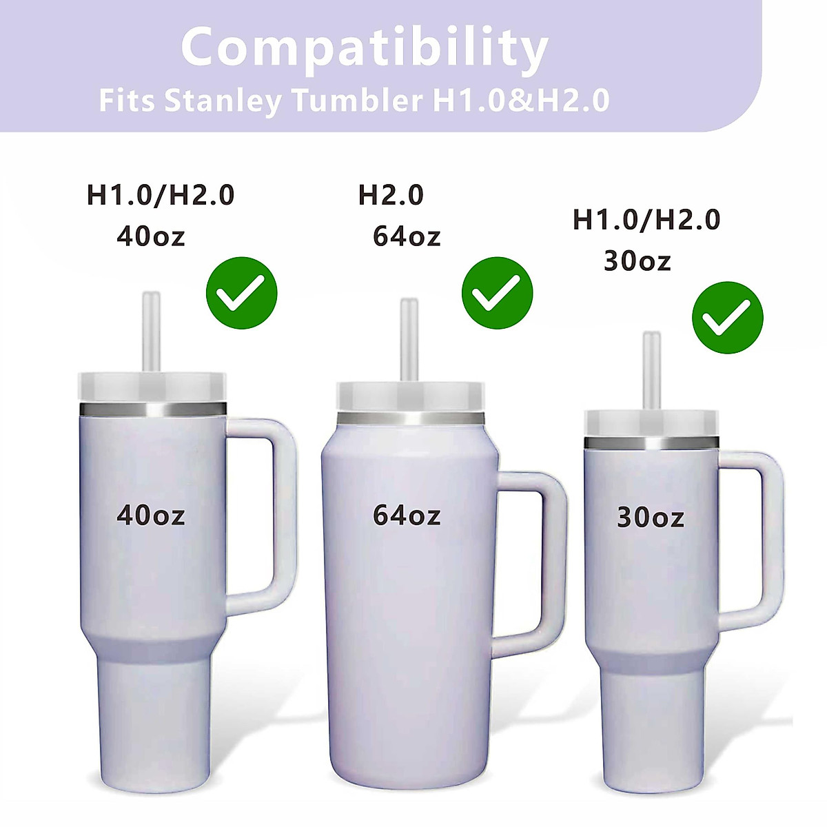 HuLiPaLi Stanley Cup Accessories Set Including 9 Pcs Silicone Spill Proof Stopper,3 Pcs Cute Straw Cover Cap for 9-10 mm Straws, 3Pcs Reusable Straw and 1 Cleaning Brush for Stanley Cup 40oz & 30oz