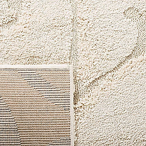 SAFAVIEH Florida Shag Collection Area Rug - 8' x 10', Creme & Creme, Scroll Design, Non-Shedding & Easy Care, 1.2-inch Thick Ideal for High Traffic Areas in Living Room, Bedroom (SG455-1111)