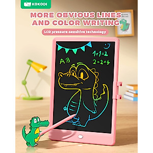 KOKODI LCD Writing Tablet, 10 Inch Colorful Toddler Doodle Board Drawing Tablet, Erasable Reusable Electronic Drawing Pads, Educational and Learning Toy for 3-6 Years Old Boy and Girls