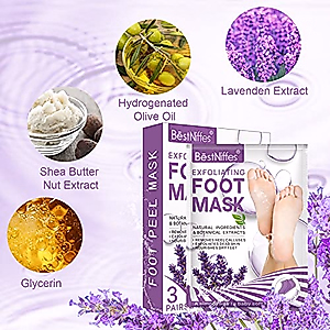 WEIDA SIGN Foot Peel Mask 3 Pack,For Cracked Heels, Dead Skin & Calluses - Exfoliator Remove Repair Rough Heels,Make Your Feet Baby Soft & Get a Smooth Skin (Lavender)