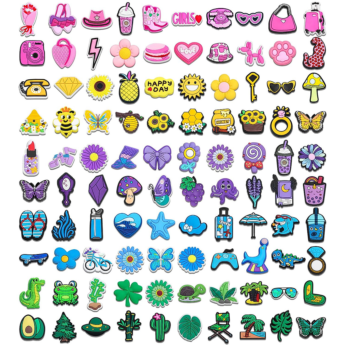 GAKSK 100 pcs Shoe Charms Cute Shoe Decoration Charms for Girls Women Not Random 100 pcs Pink Different Shoes Charm Kids Gift