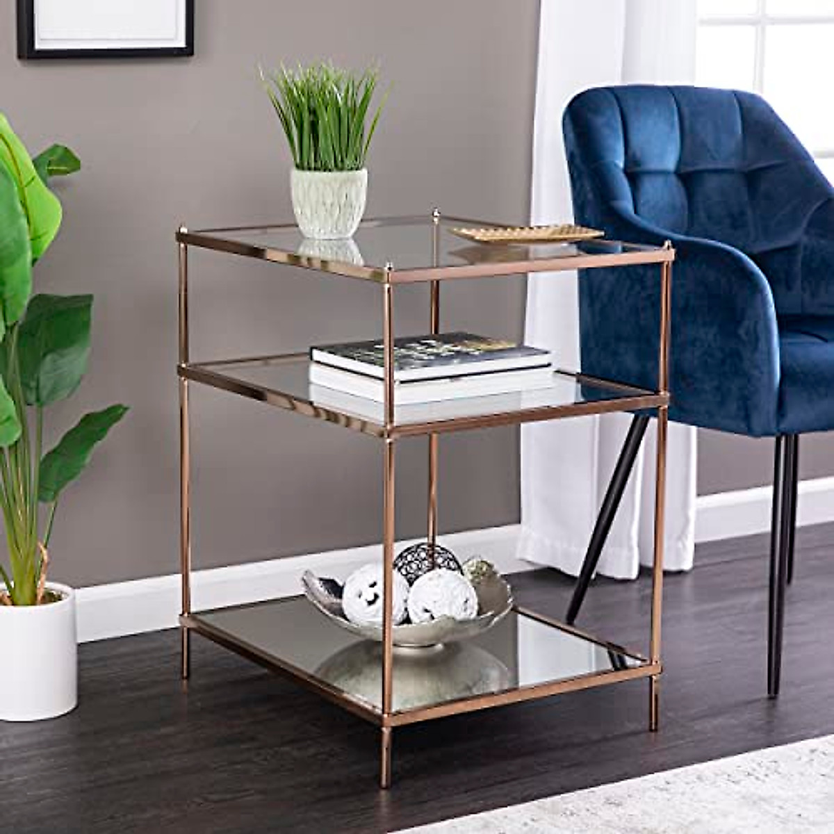 Southern Enterprises Knox Glam Mirrored, Side Table, Gold