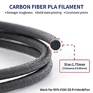 TRONXY Carbon Fiber Filament 1.75mm, Carbon Fiber PLA 3D Printer Filament, High-Accuracy +/- 0.05 mm, Carbon Black Pla Filament for Most 3D Printers, 1KG Spool(2.2 lbs)