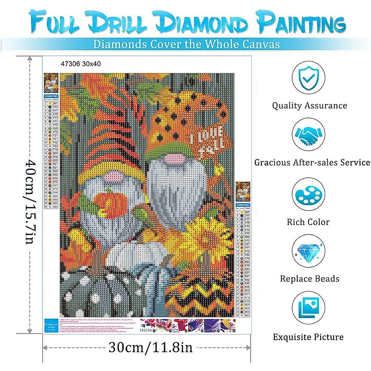 DaiCur Diamond Painting Kits, 9 Pack Gnome Diamond Art Kits for Adults, DIY 5D Round Full Drill Crafts Diamond dotz Home Wall Decor Gifts (12x16inch)