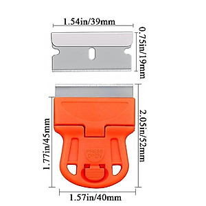 Plastic Razor Blades Scraper Tool Razor Multi-funtional Scraper Remover for Cleaning Paint, Caulk, Label, Decal, Sticker, Floor, Stove Top(Orange)