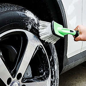 3W Car Wheel Brush Chemical Resistant Tire Rim Brush Cleaner Bristles Car Washing Brush Multipurpose use for Tire, Motorcycle, Metal Surface