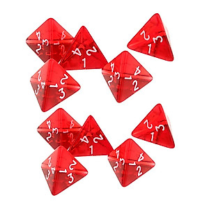 Yiotfandoll 10PCS Polyhedral Dice 20mm D4 for Dungeons and Dragons DND RPG MTG Dice Table Games Transparent Red with Black Bag