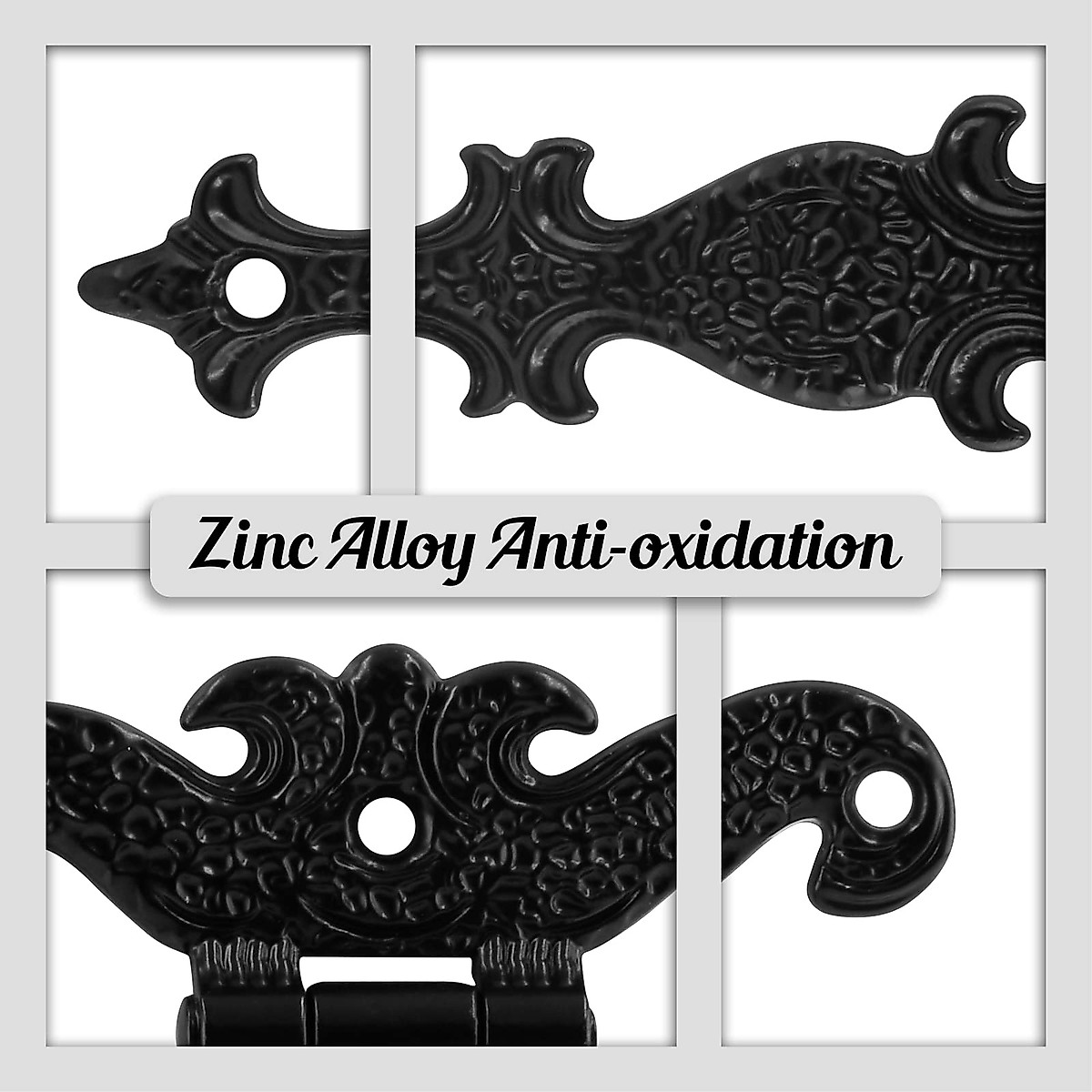 Cionyce 4Pcs Tee-Strap Hinges Heavy Duty Hinges Hardware Antique Black Decorative Hinges for Barn Door,Gate with Screws (4.33" *2.75")