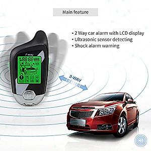 EASYGUARD EC203 2 Way car Alarm System with LCD Pager Display, ultrasonic Sensor & Shock Sensor DC12V