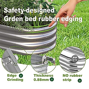 Growgoes Raised Garden Bed Kit, Galvanized Raised Garden Bed for Outdoor,Metal Planter Box for Planting Outdoor Plants Vegetables,Herb.4X2X1FT-Silver