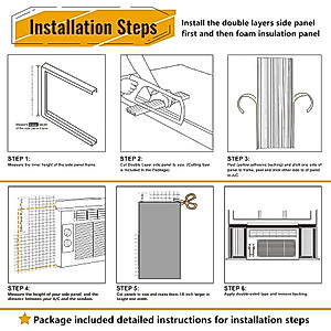 LBG Products Window AC Side Panels,Double Layers Adjustable Side Panel Kit with Air Conditioner Foam Insulation Panels, White