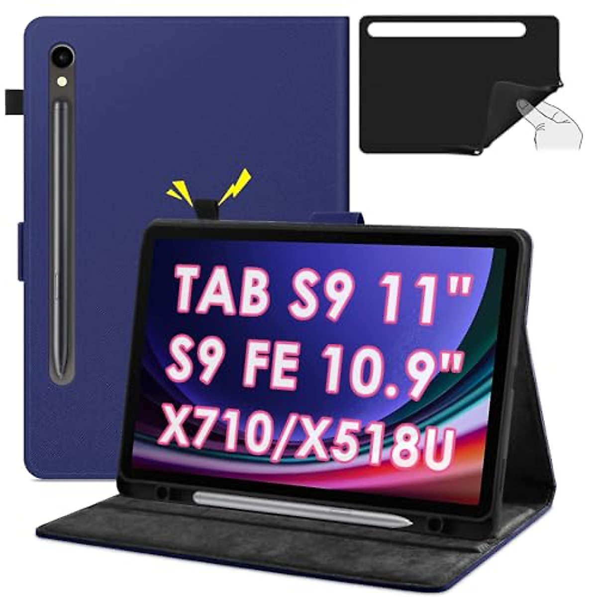 DETUOSI Leather Case for Samsung Galaxy Tab S9 11"/ S9 FE 10.9" (Wi-Fi/ 5G) 2023 Android Tablet with S Pen Holder + Silicone Back + Auto Sleep/Wake + Magnetic Closure Slim Folio Protective Book Cover