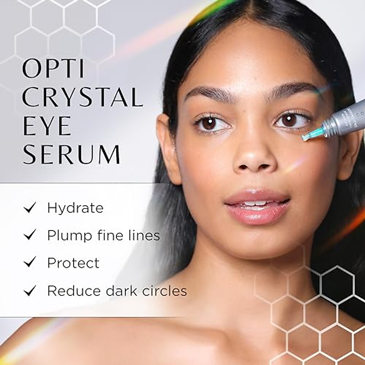 COSMEDIX Under Eye Serum for Dark Circles & Puffiness, Opti Crystal - Lifting & Firming Liquid Serum for Fine Lines & Wrinkles - Brightening, Moisturizing, & Hydrating Anti Aging Eye Puffy Bags Serum