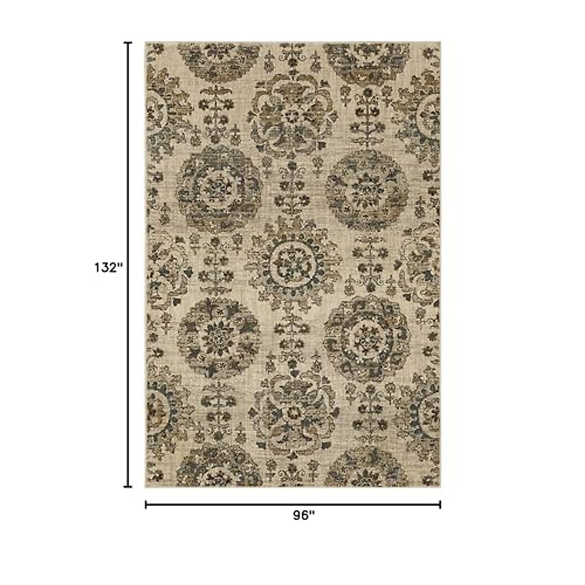 Mohawk Home Belgravia Transitional Geometric, Ornamental Gray 8' x 11' Area Rug Perfect for Living Room, Dining Room, Office
