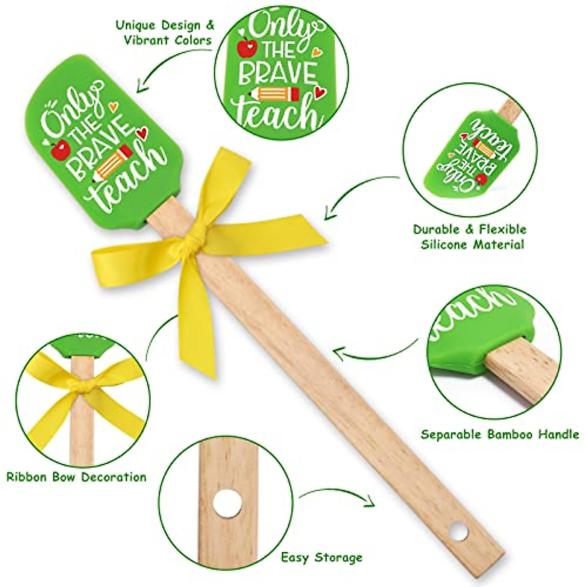 Teacher Appreciation Gift Silicone Spatulas with Apple Thank You Teacher Card Kitchen Cooking Supplies Set of 3 Thanksgiving Christmas End of Year Gifts Teacher Retirement Gifts Teacher Gifts Ideas