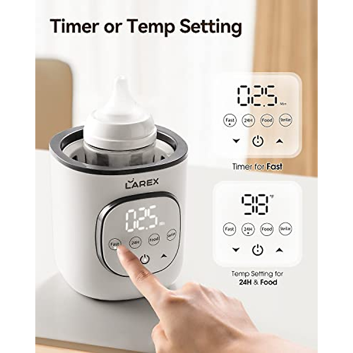 Bottle Warmer, Fast Baby Bottle Warmer for Breastmilk and Formula, with Timer and Accurate Temp Control, 8-in-1 Baby Milk Warmer BPA Free with Digital Display, Bottle Warmers for All Bottles