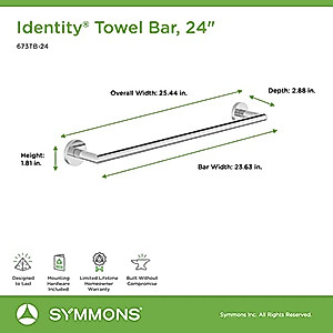 Symmons 673TB-24 Identity 24 in. Wall-Mounted Towel Bar in Polished Chrome