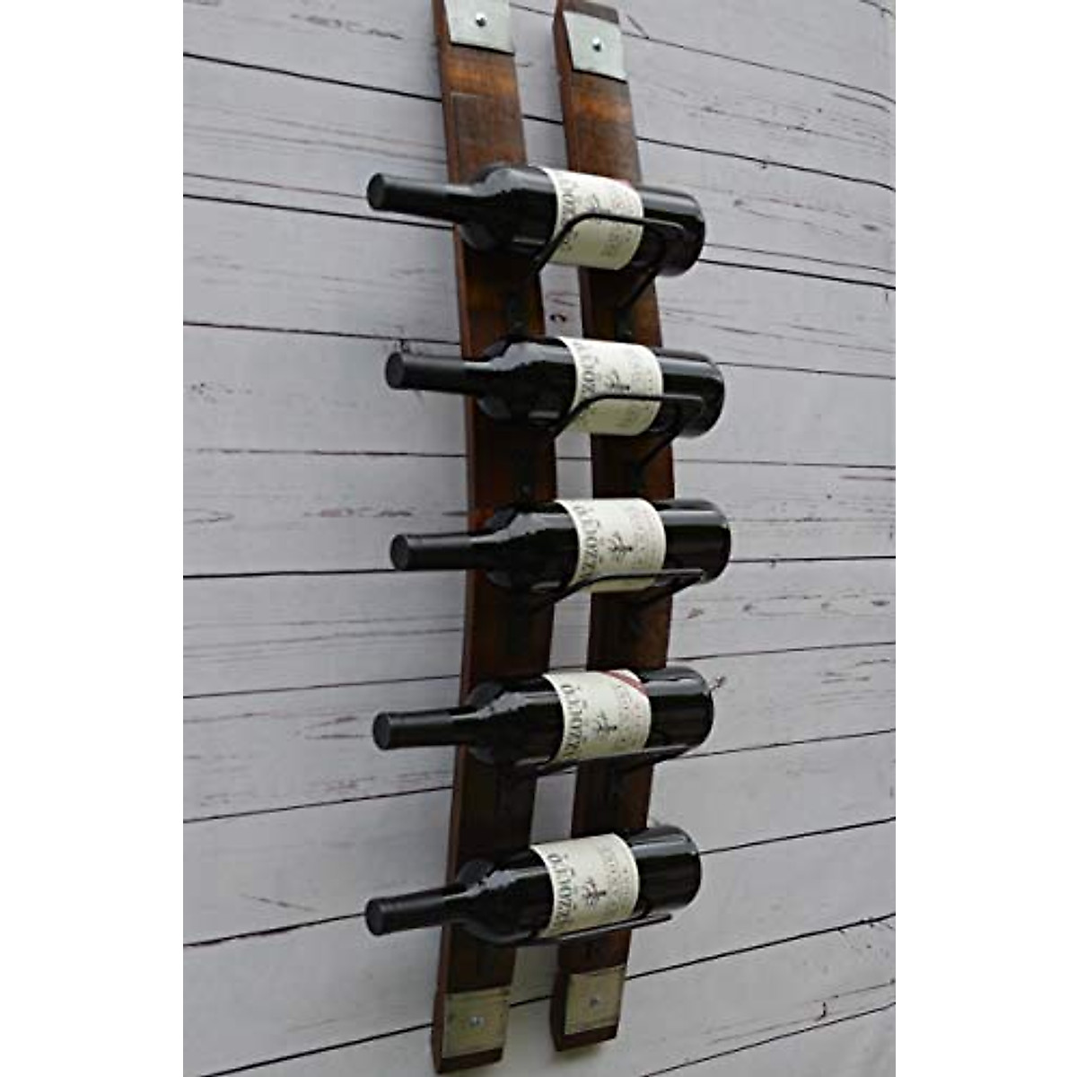Wine Rack, 5 - Bottle Wine Stave wine rack with steel banding