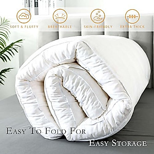 WhatsBedding 3 Inch Memory Foam Mattress Topper Twin Size, Premium Fluffy & Soft Shredded Memory Foam Filled Pillow Top, 4 Anchor Elastic Bands, Anti-Slip Bottom, 39x75in