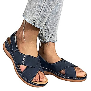 JMMSlmax Women's Platform Wedge Comfort Slide Sandals-Shock Absorbtion Breathable Arch Support Indoors Or Outdoors Slip On