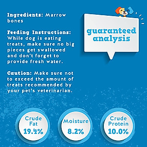 Jack&Pup Dog Bones for Aggressive Chewers Premium Grade Roasted Marrow Bones for Dogs – 6 inch Dog Bones for Large Dog - All Natural Gourmet Treat Chews – Long Lasting Chew (6 Pack)