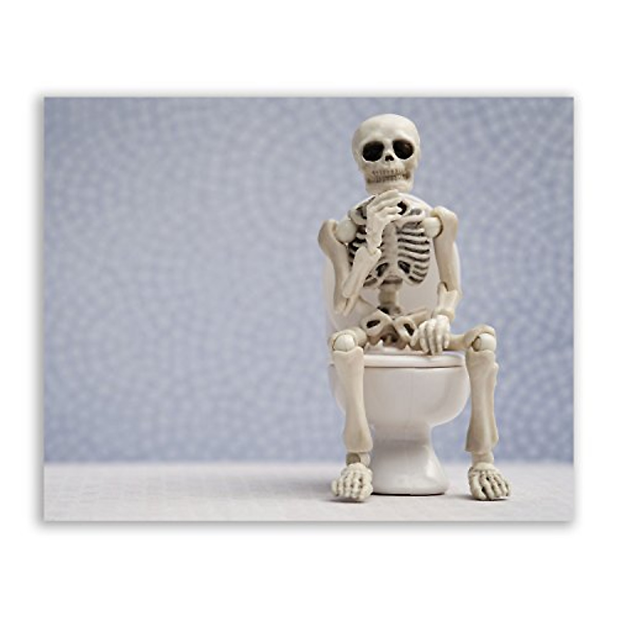 Skeleton Bathroom Prints - Skeleton Wall Art , Skeleton Bathroom Decor - Funny Bathroom Art, Funny Bathroom Decor Wall Art, Bathroom Halloween Decor, Hipster Gifts - Set of 4 (8x10) Unframed