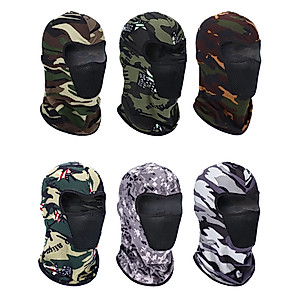 6 Pcs Winter Ski Mask Balaclava Full Face Mask Summer UV Sun Protection Face Cover Dust Windproof Breathable Shiesty Mask(Large,Dark Camouflage Colors)