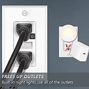 SOZULAMP Decorator Receptacle Outlet with LED Night Light,15A 125V,2 Pole 3 Wire,Tamper Resistant(TR) Electrical Standard Wall Outlets with Nightlight (4 Pack,White)