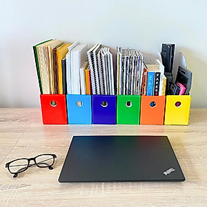 Evelots Magazine File Holder-Organizer-Full 4 Inch Wide-6 Colors-W/Labels-Set/6