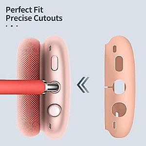 Fintie Silicone Case Cover for AirPods Max Headphones, Anti-Scratch Ear Cups Cover and Headband Cover for AirPods Max, Accessories Skin Protector for AirPods Max (Pink)