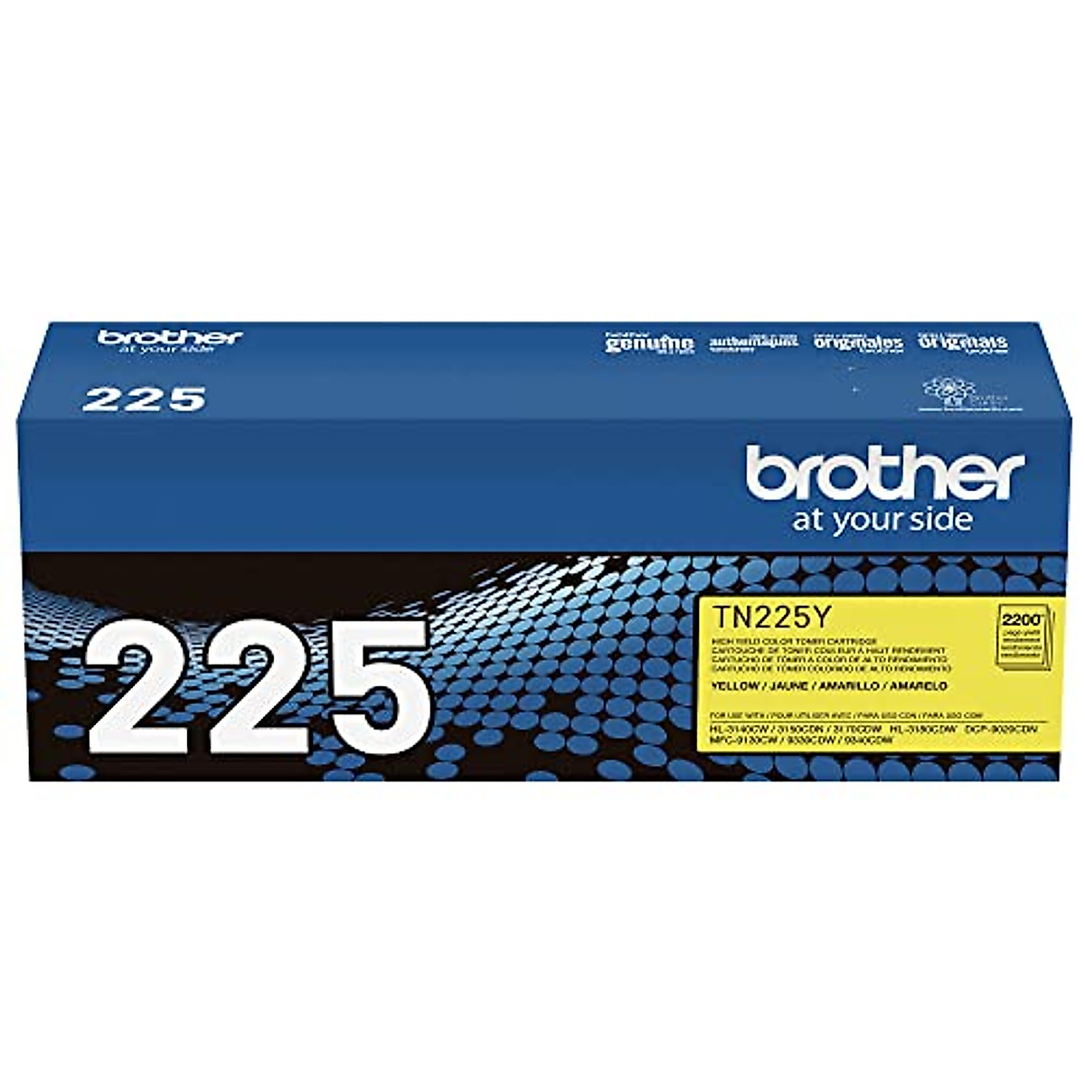Brother Genuine High Yield Toner Cartridge, TN225Y, Replacement Yellow Toner, Page Yield Up To 2,200 Pages, Amazon Dash Replenishment Cartridge, TN225