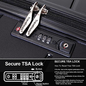 Tripcomp Luggage Sets Wear-Resistance Hardside Lightweight Suitcase Double Spinner Wheels, TSA Lock,Two Hooks, Scratch-resistant Carry-on,3 Piece Set(20inch 24inch 28inch) (Jet Black)