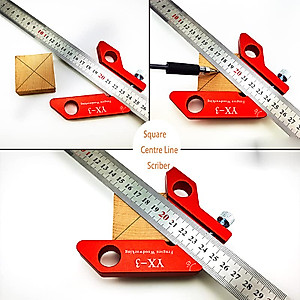 Center Finder Woodworking Square Center Scribe Circle Center Finder 45° 90° Scribe Scribing Rule Layout Gauge Magnetic Wood Measuring Scribe Tool