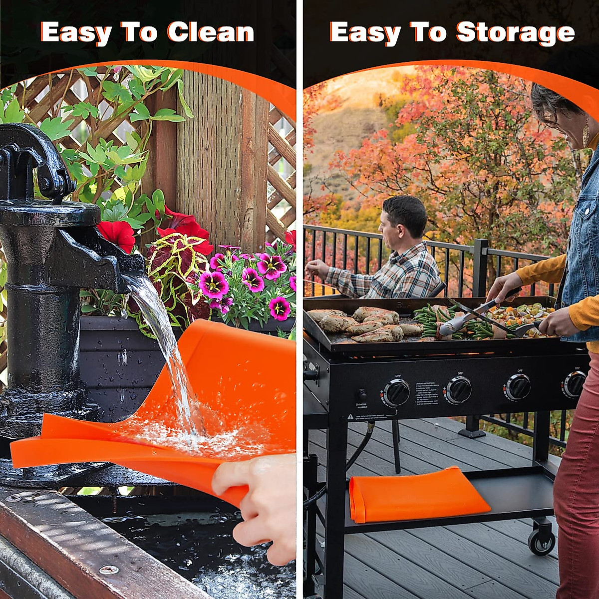 Parutta 28" Silicone Griddle Mat for Blackstone Grill, Heavy Duty Food Grade Grill Mat Come with 2-Pack Grease Cup Liners, Protective Cover Mat for Blackstone 28In Griddle(Not fit 28XL/Pro Size)