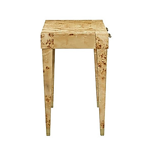 MAKLAINE Modern Contemporary Wood Work Desk in Natural Burl Finish