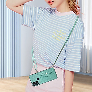 Compatible with OnePlus Nord N10 5G Wallet Case with Crossbody Shoulder Strap and Stand Leather Credit Card Holder Cell Phone Cover for One Plus N 10 G5 1 Plus 10N 1plus One+ 1+ N105G Girls Green