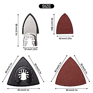 105PCS Oscillating Tool Detail Sanding Pads Kit, 3Pcs Triangle and 2Pcs Finger Sanding Pad, 100Pcs Multitool Sandpaper, Grit Fit for Finishing Wood Sanding Plaster