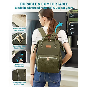 SofLiv Baby Diaper Bag Backpack Purse Sets Double Diaper Bags for Mom Dad, Stylish Baby Bags for Boys Girls with Changing Pad, Stroller Straps, USB Charging Port, Easy to Travel, (M, Army Green)